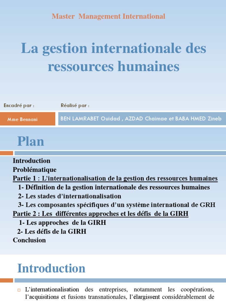La GRHI | PDF | Ressources humaines | Mondialisation