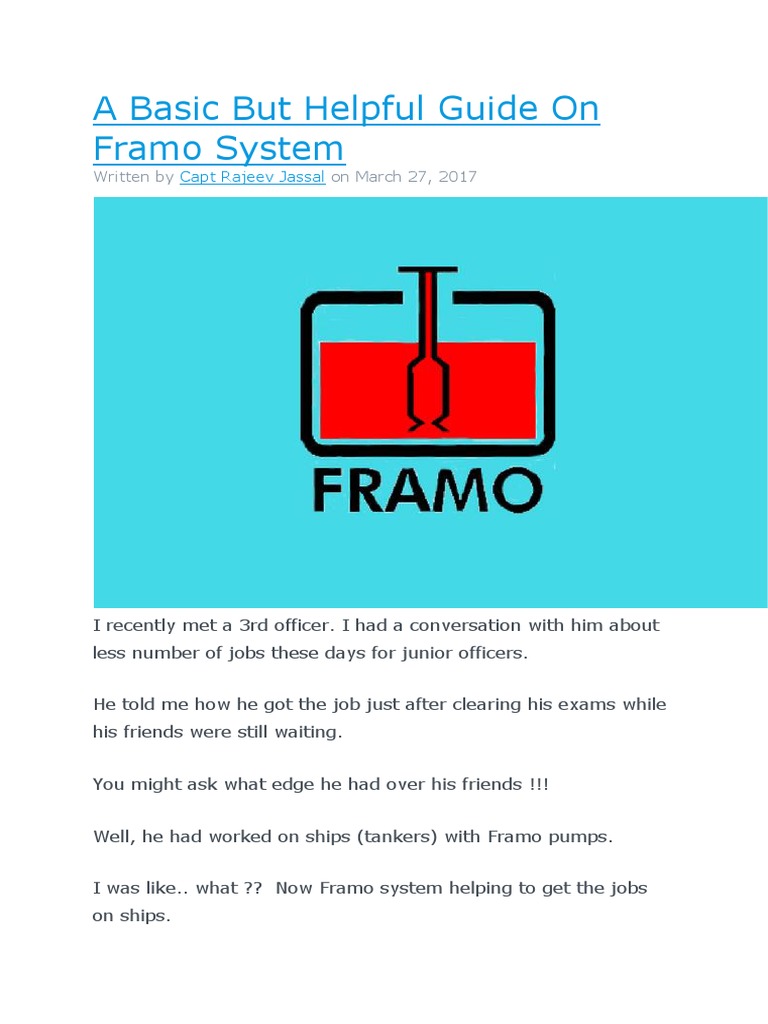 A Basic But Helpful Guide On Framo System | PDF | Pump | Valve