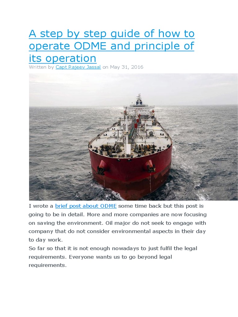 A Step by Step Guide of How To Operate ODME and Principle of Its ...