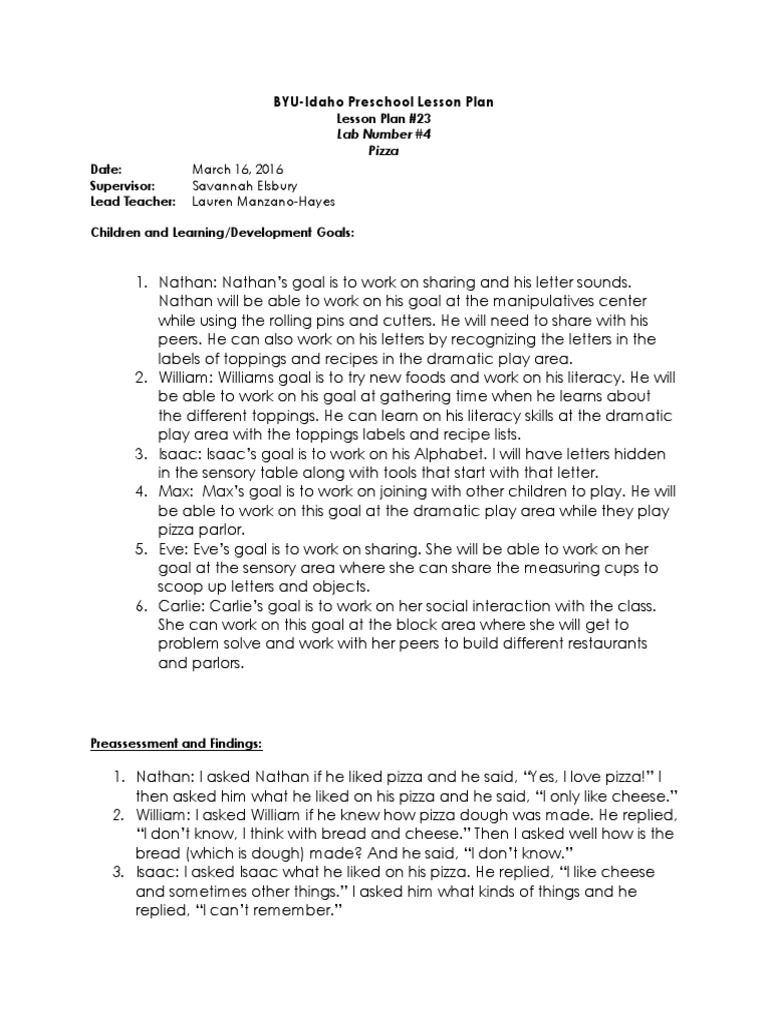 Lesson Plan 23 Pizza | PDF | Pizza | Dough