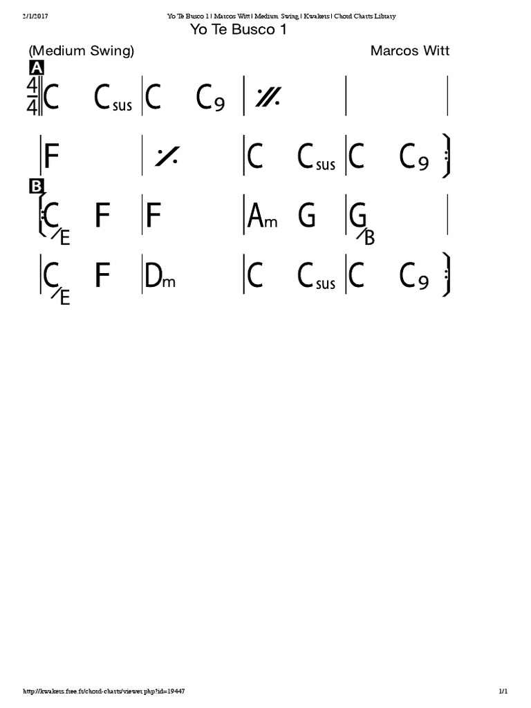 Yo Te Busco 1 - Marcos Witt - Medium Swing - Kwakers - Chord Charts ...