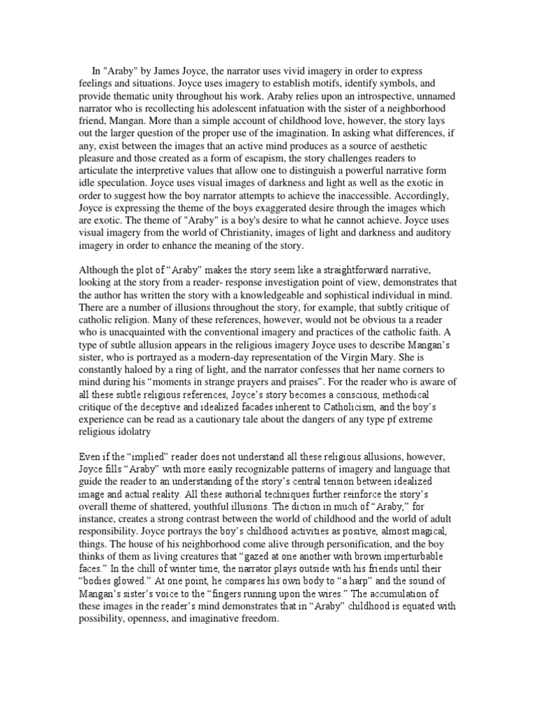 Essay of Araby | PDF | Narration | Narrative