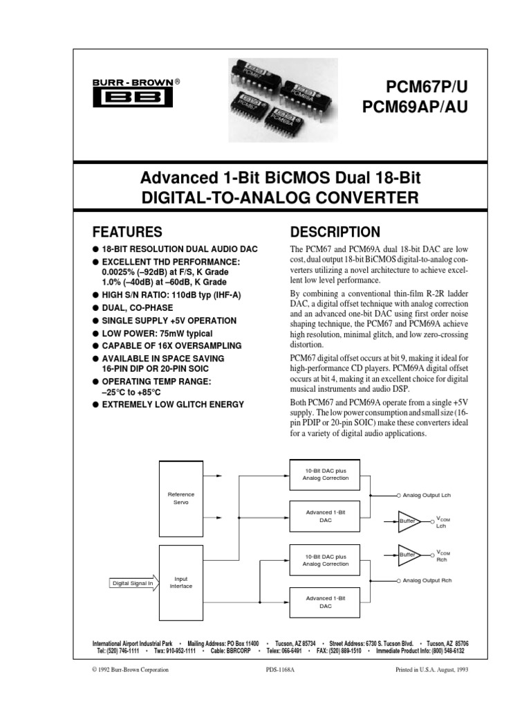 PCM67,69A | PDF | Digital To Analog Converter | Signal To Noise Ratio