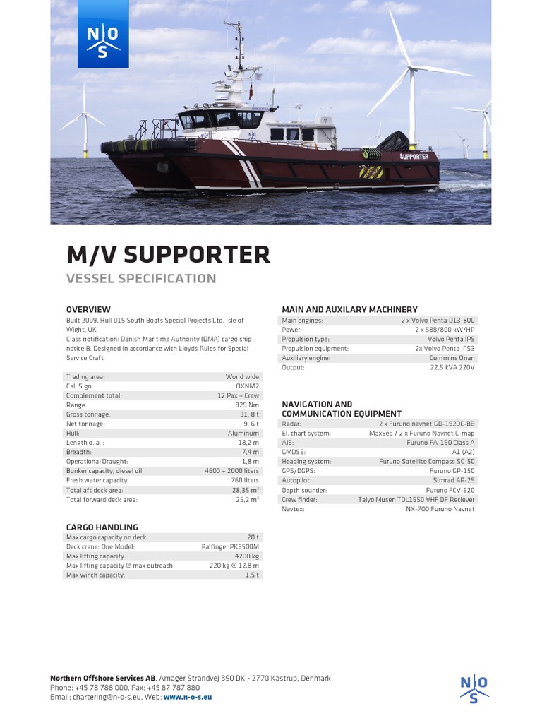 M/V Supporter: Vessel Specification