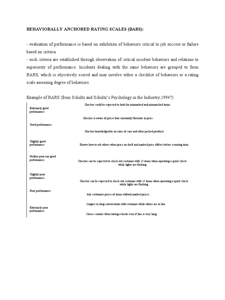 BARS bOS | PDF | Employment | Psychological Concepts