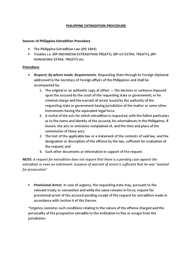 Philippine Extradition Process Guide | PDF | Extradition | Arrest