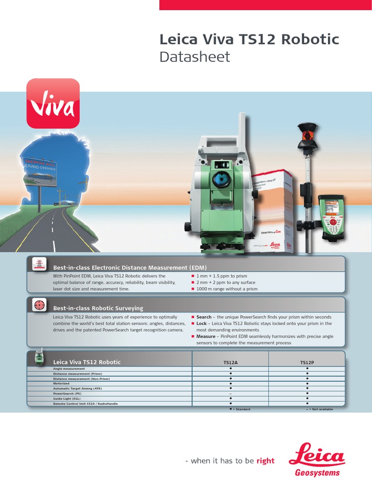 Leica Viva TS12 Data Sheet | PDF | Prism | Surveying