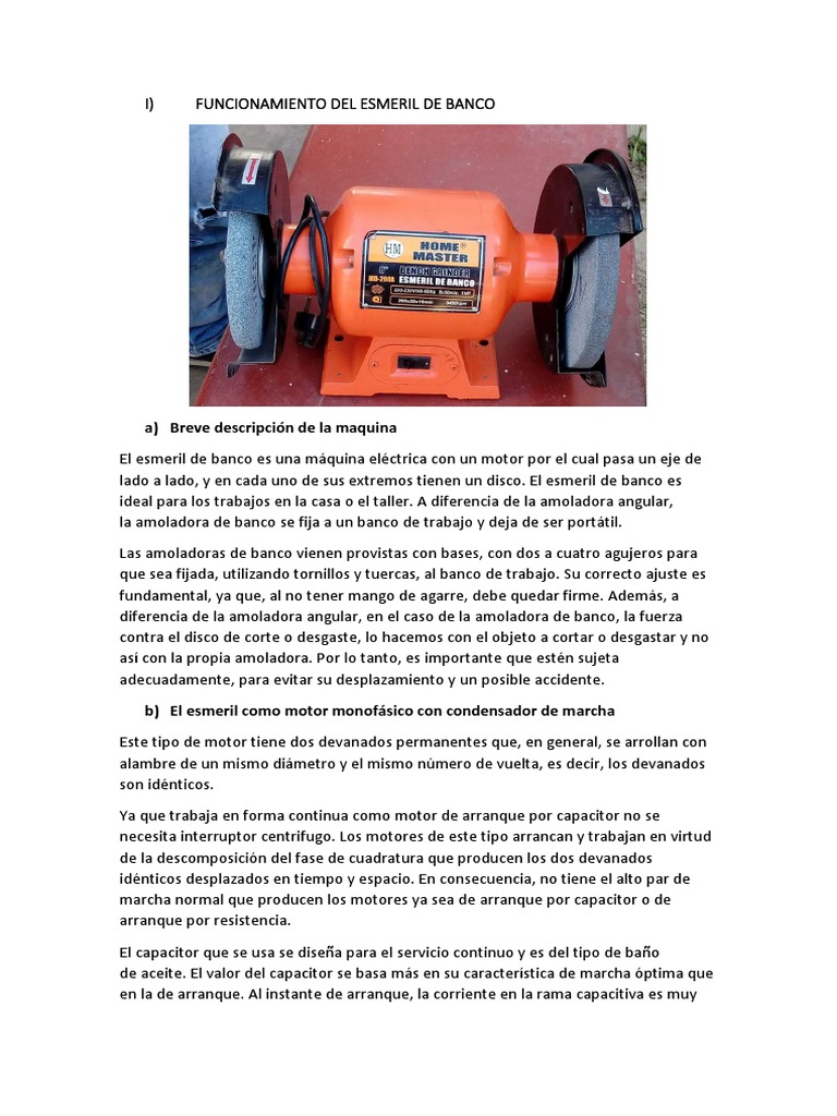 Funcionamiento Del Esmeril