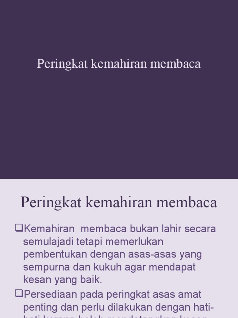 Peringkat Kemahiran Membaca Anak | PDF