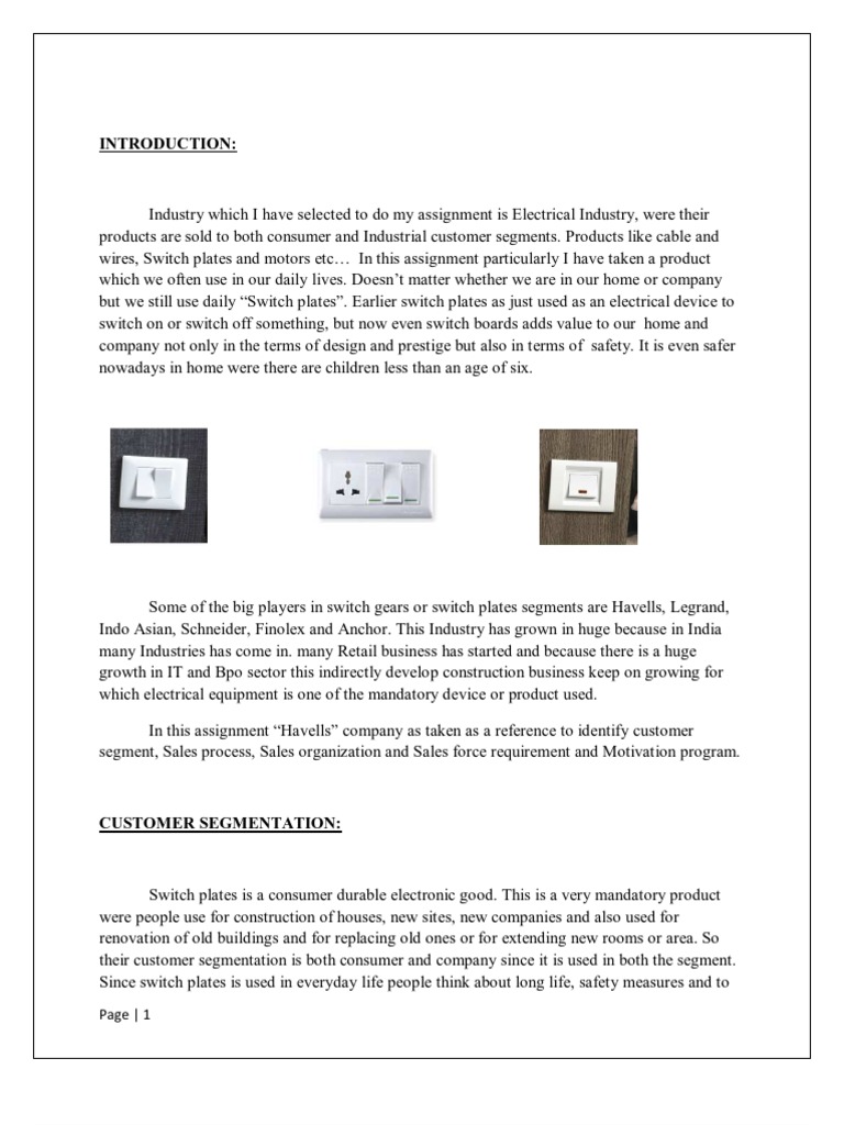 Havells - Customer Segment Identification - Sales Process, Organization ...