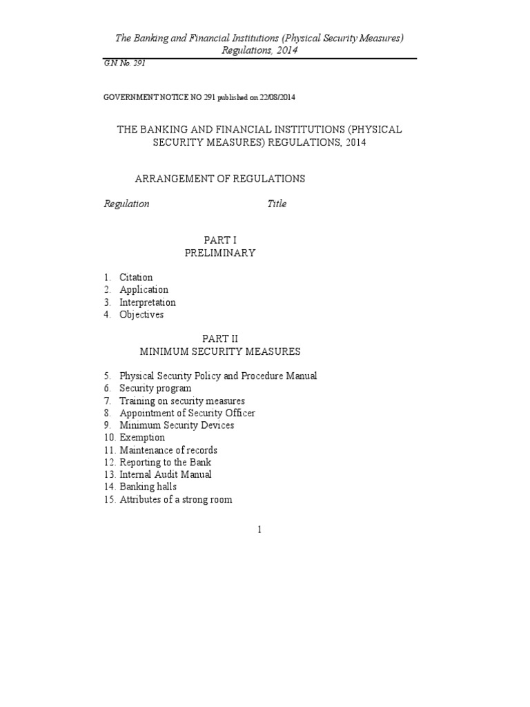 The Banking and Financial Institutions (Physical Security Measures ...