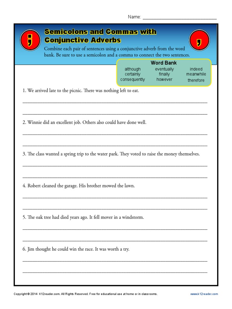 Semicolons Commas Conjunctive Adverbs | PDF | Comma | Style (Fiction)