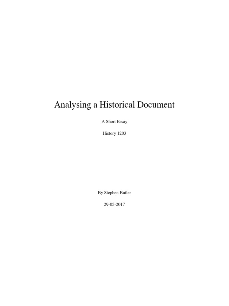 Analysing A Historical Document: A Short Essay History 1203 | PDF ...
