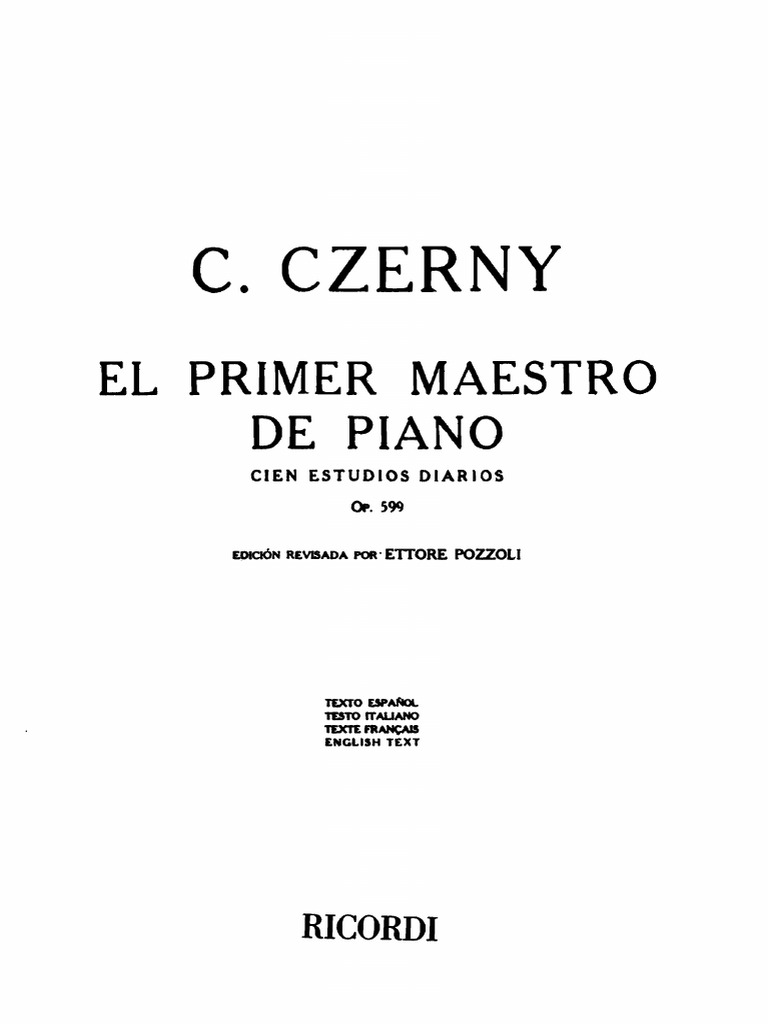 El Primer Maestro de Piano C Czerny PDF | PDF