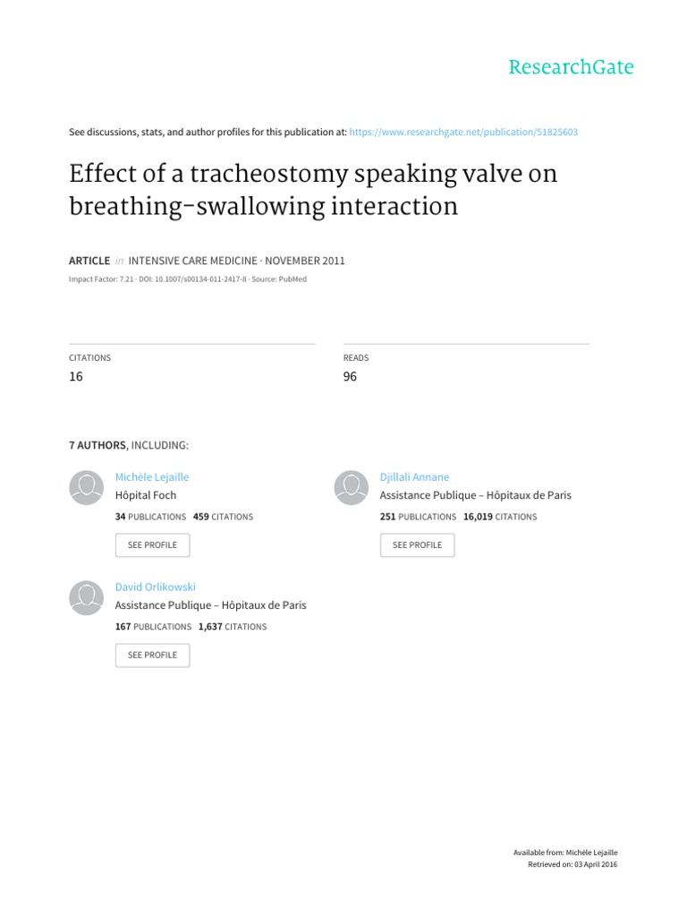PAPER (ENG) - Effect of A Tracheostomy Speaking Valve On Breathing ...