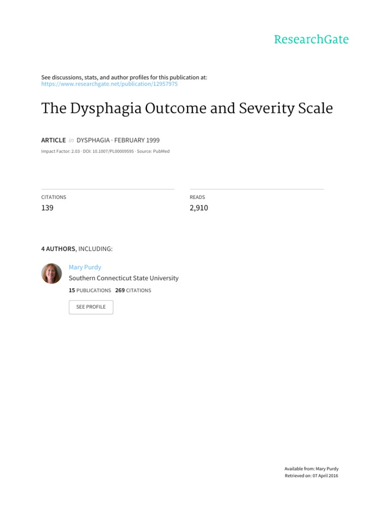 PAPER (ENG) - The Dysphagia Outcome and Severity Scale (DOSS Scale ...
