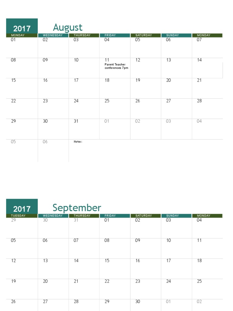 Example Academic Calendar | PDF | Schools | Educational Institutions