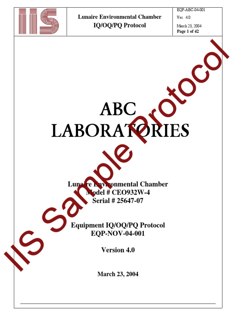 IQ OQ PQ Protocol Sample PDF | PDF | Verification And Validation | Systems Engineering