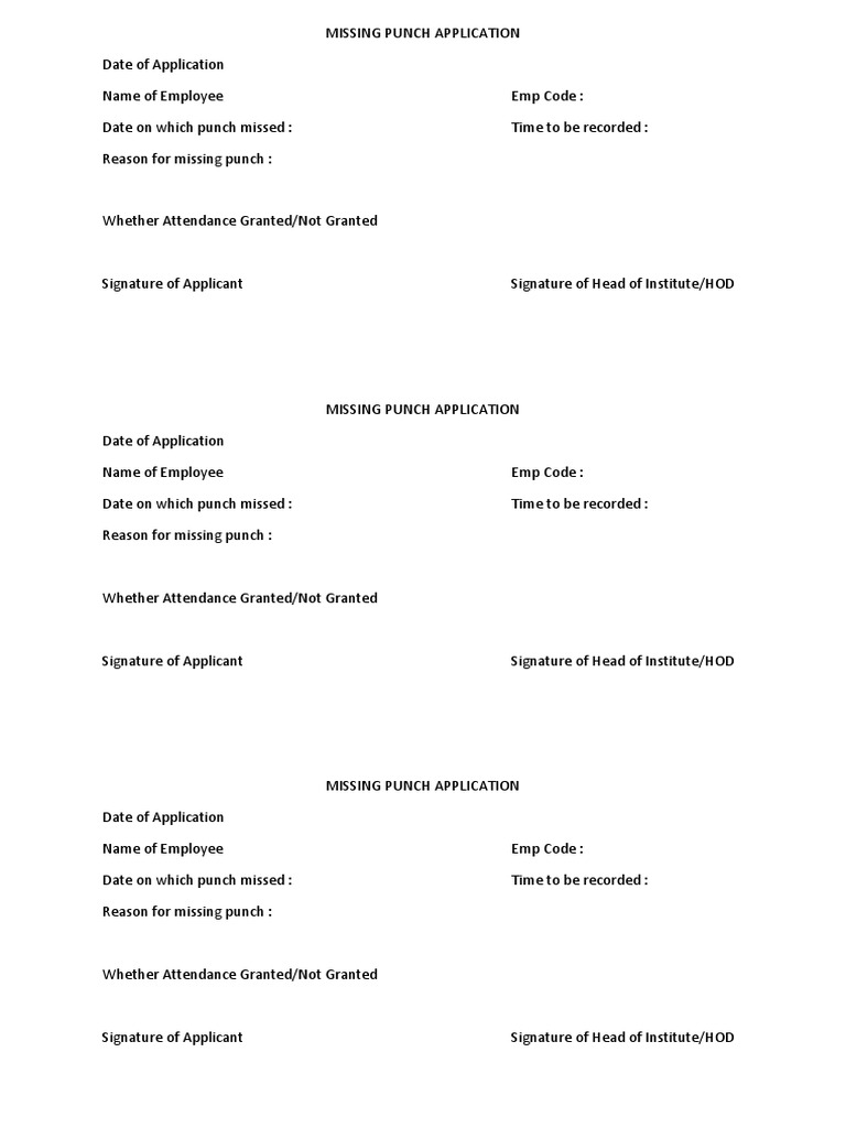 Missing Punch Application | Business