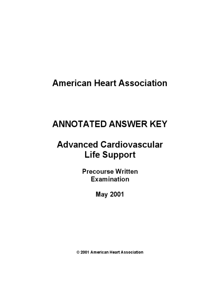 ACLS Pretest Exam Annotated | PDF | Cardiopulmonary Resuscitation ...