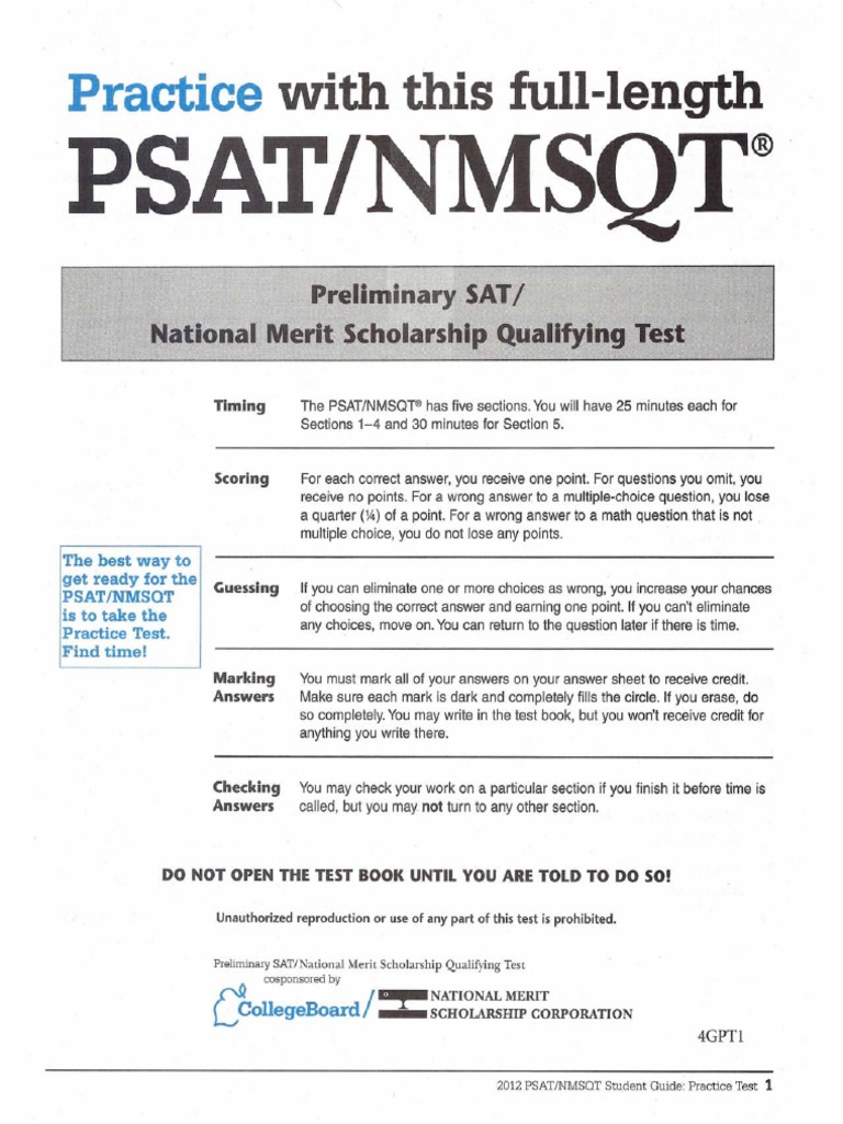 Practice Test 1-1 PDF | PDF | Psat/Nmsqt | Mind