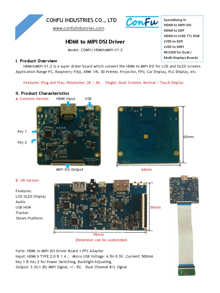 HDMI to MIPI DSI Converter Overview | PDF | Hdmi | Display Resolution