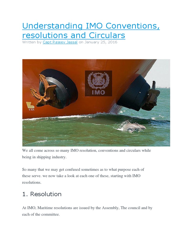 Understanding IMO Conventions, Resolutions and Circulars | PDF ...