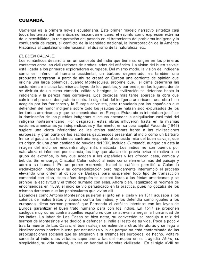 Cumandá Análisis | Novelas | Romanticismo