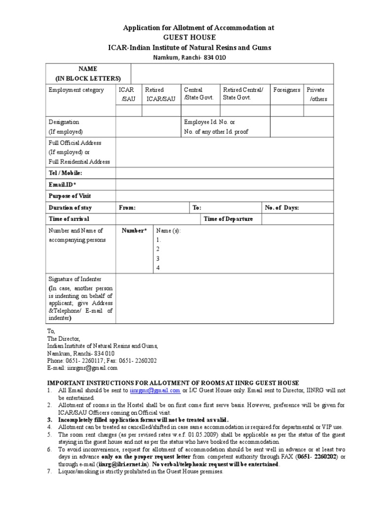 Guest House Application | PDF | Email | Government
