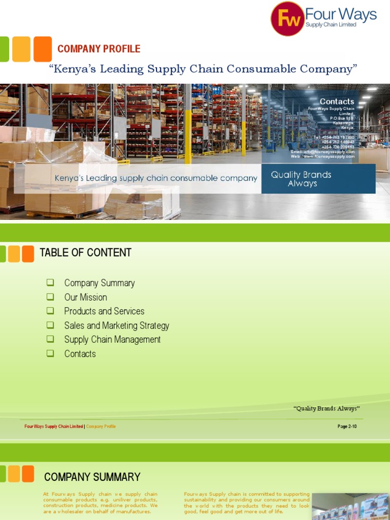 Four Ways Supply Chain Company Profile | PDF | Promotion (Marketing ...