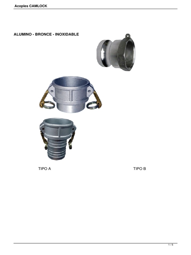 Tipos de Acoples Camlock en Bronce | PDF