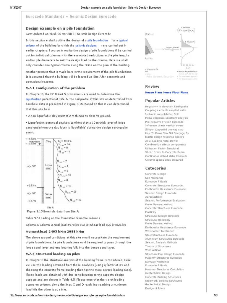 Design Example On A Pile Foundation - Seismic Design Eurocode ...