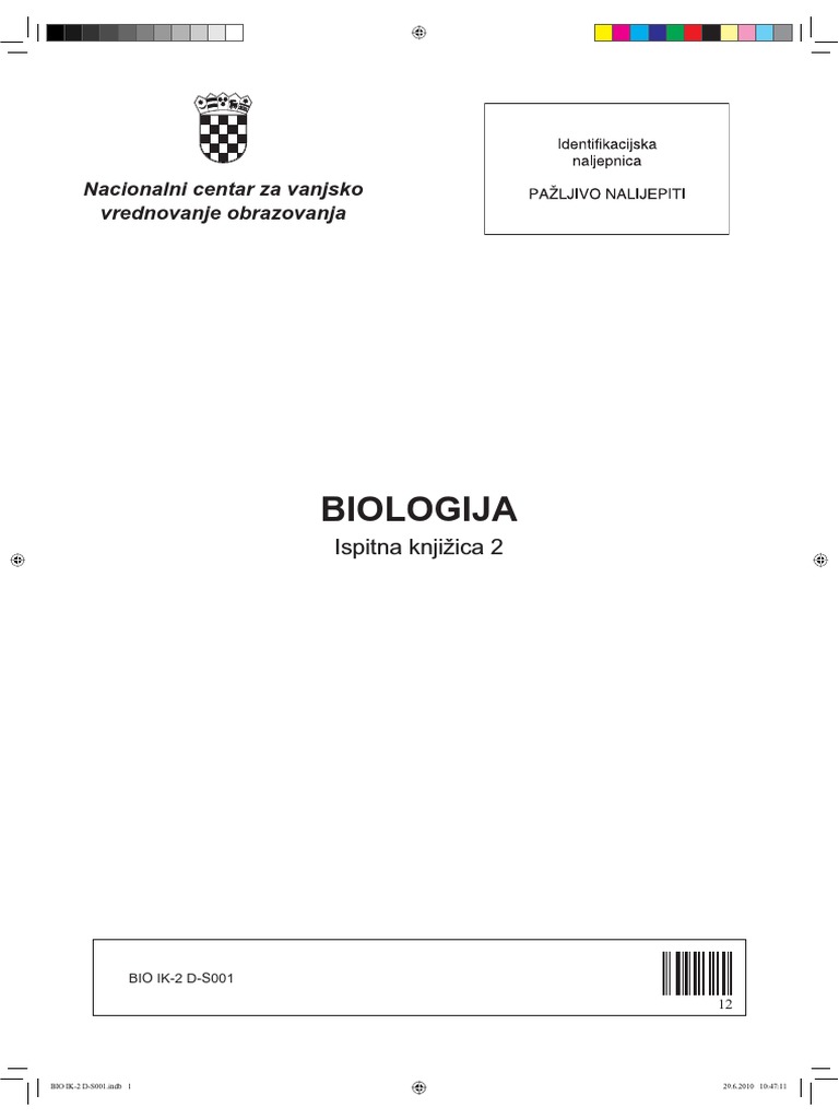 Biologija: Nacionalni Centar Za Vanjsko Vrednovanje Obrazovanja | PDF