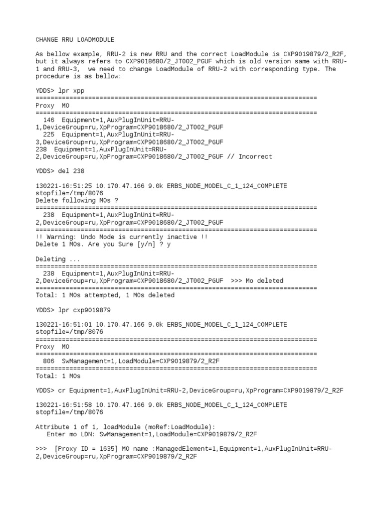 How To Change RRU Loadmodule | PDF | Computing