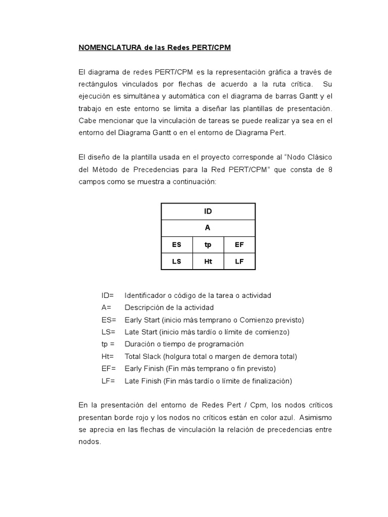 NOMENCLATURA de Las Redes PERT | PDF