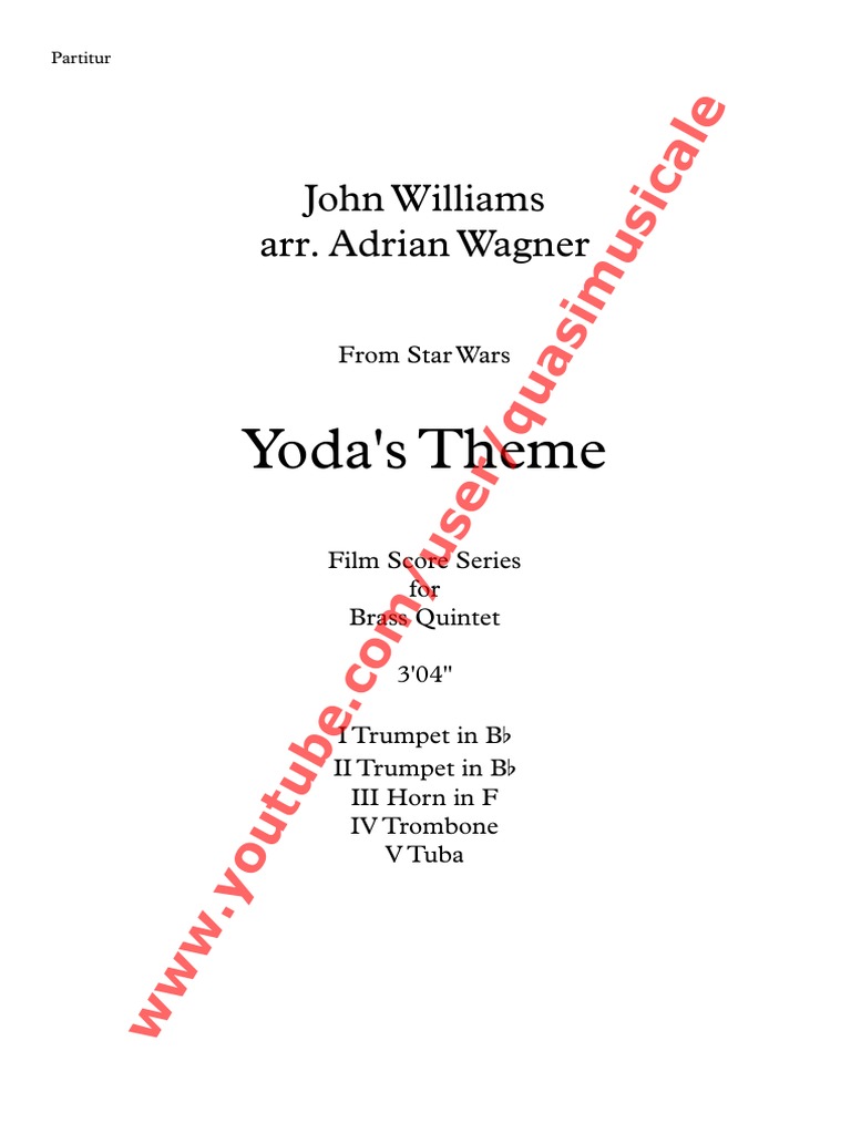 Yoda's Theme" From Star Wars (John Williams) Arr. Adrian Wagner - Brass ...