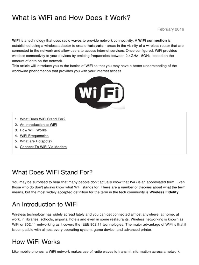 What Is Wifi and How Does It Work 298 O1yu7t PDF | PDF | Wi Fi | Ieee ...