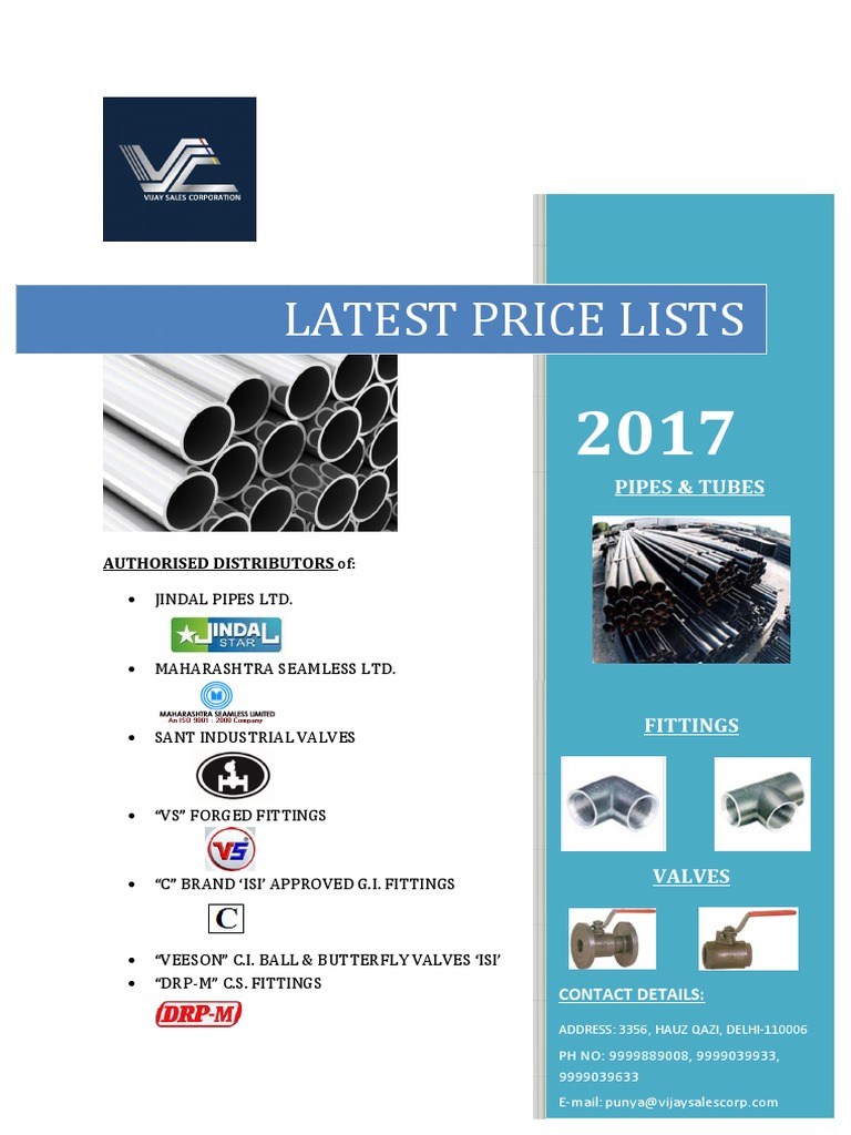 Jindal Pipes PRICE List PDF | PDF | Valve | Plumbing