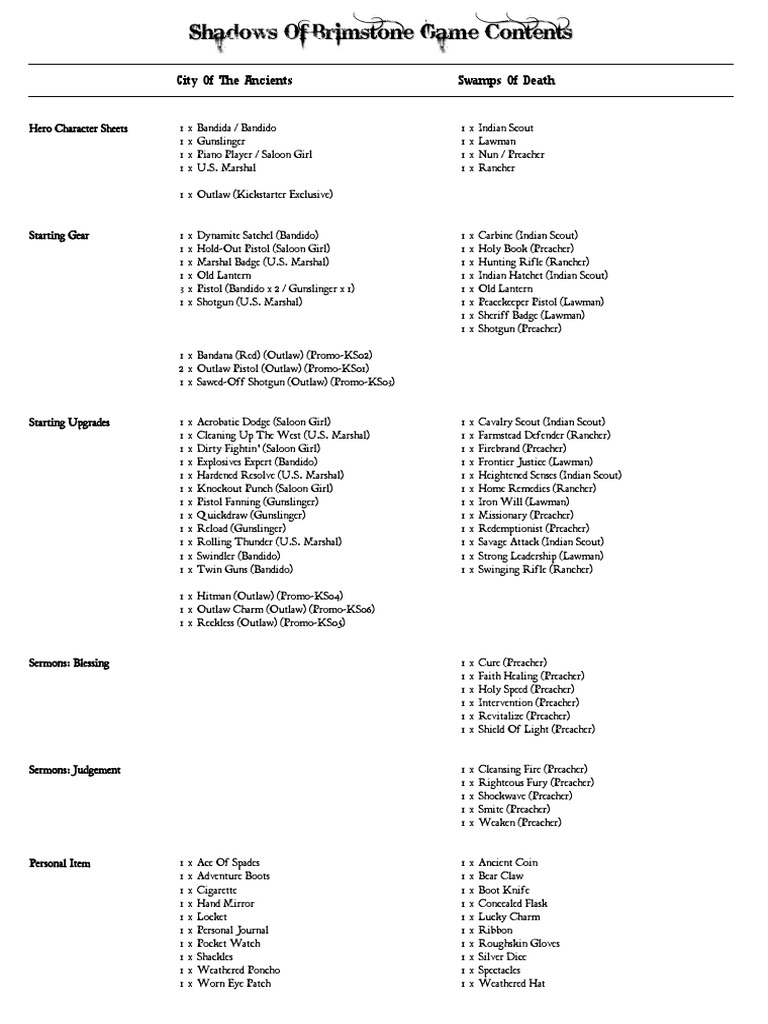 SoB Game Contents v2 | PDF | Gunfighter | Violence