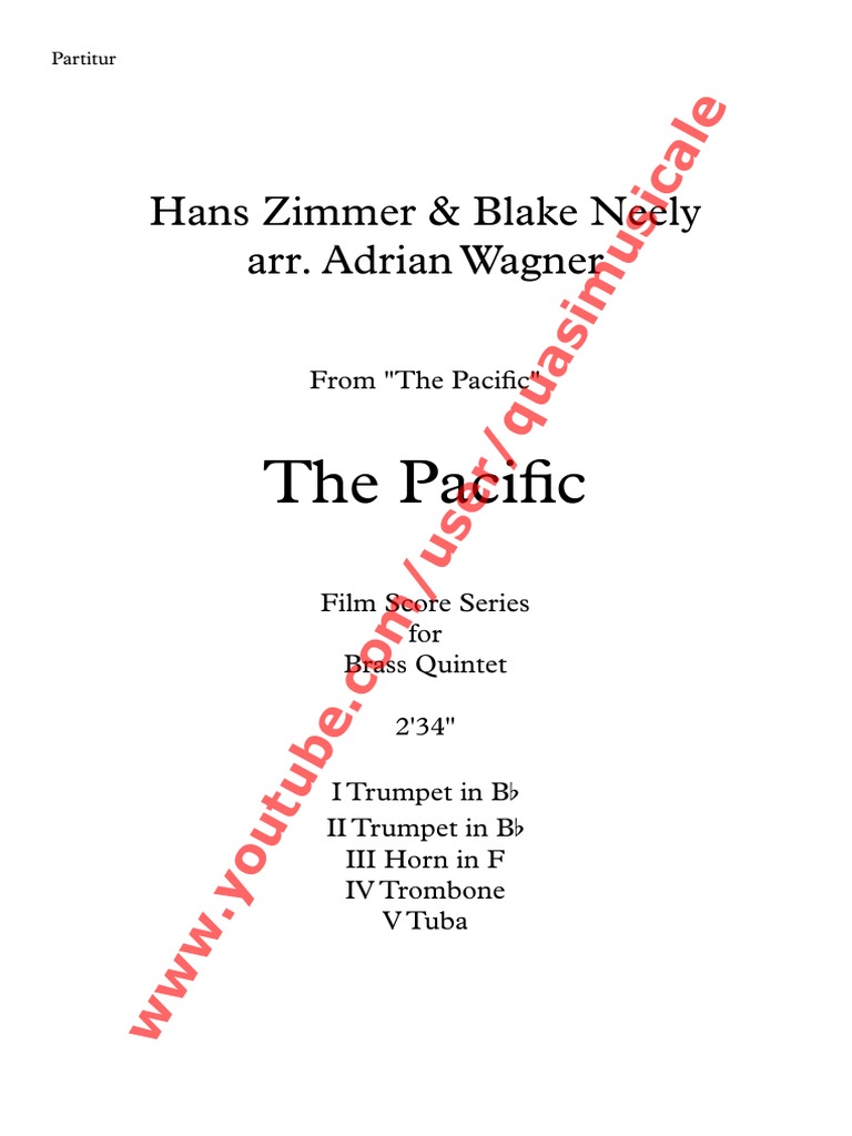 The Pacific" (Hans Zimmer & Blake Neely) Arr. Adrian Wagner - Brass ...