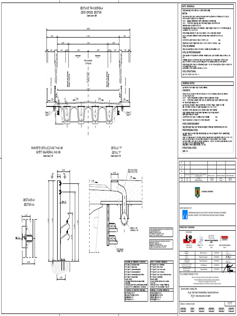 Deck Cross Section Sectiune Transversala: Scara/Scale 1:50 | Structural ...