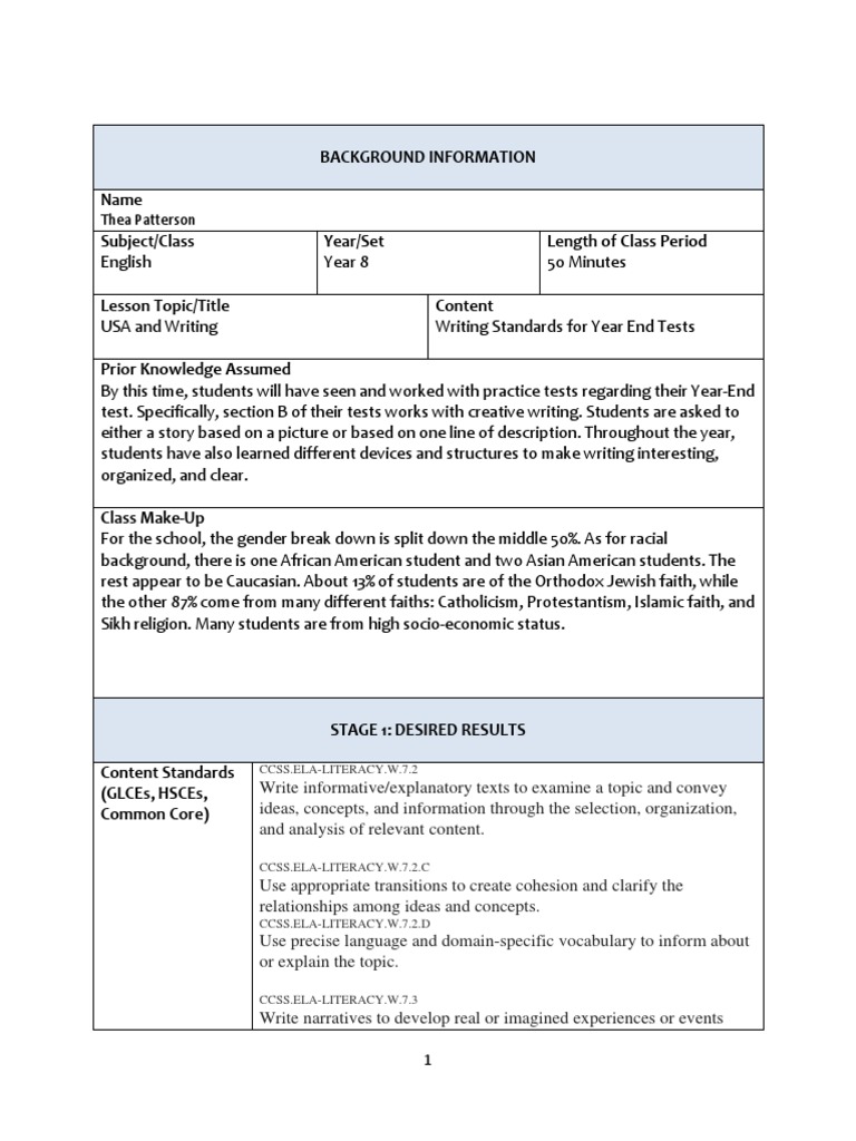 Usa Lesson Plan | PDF | Lesson Plan | Communication