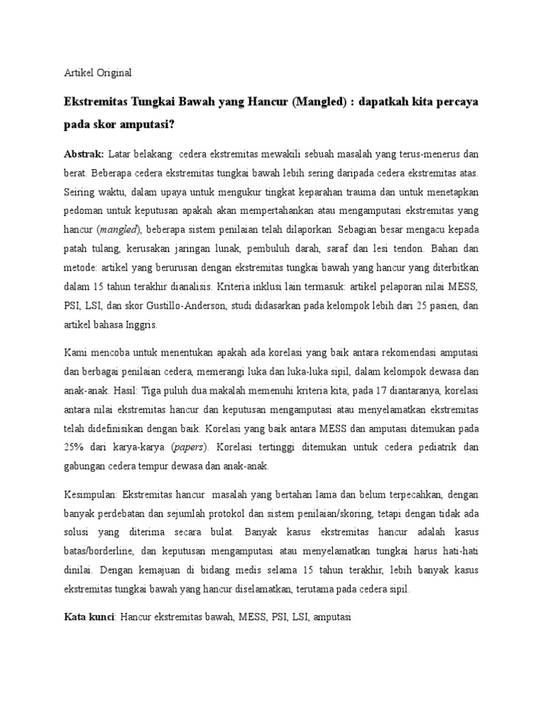 Mangled Lower Extremities | PDF