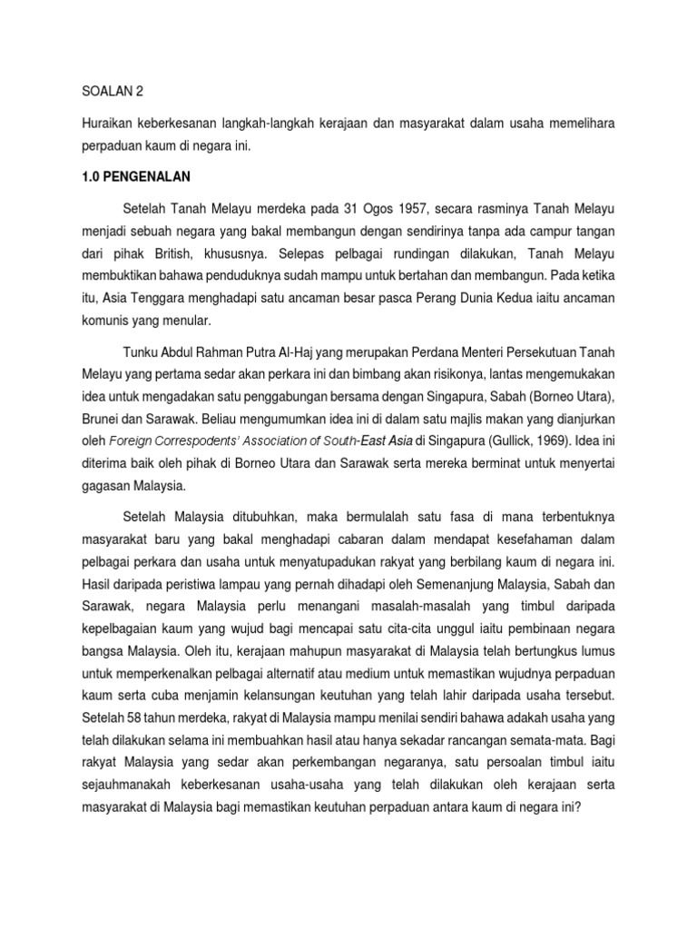 Keberkesanan Langkah Langkah Kerajaan Untuk Mengukuhkan Perpaduan Pdf