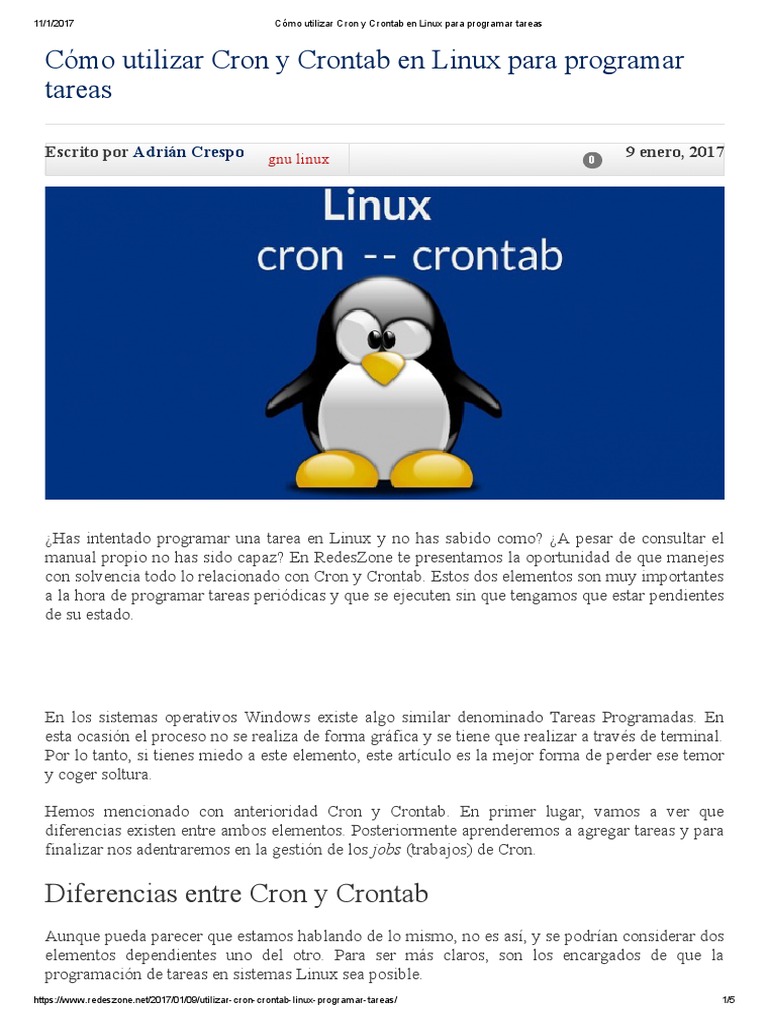 Cómo Utilizar Cron y Crontab en Linux Para Programar Tareas | PDF | Ingeniería Informática ...