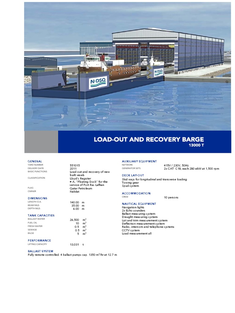 Damen Load Out Recovery Barge 13000 YN551015 DS | PDF | Business