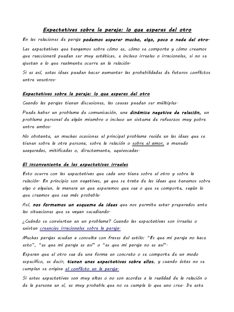 Expectativas Sobre La Pareja | PDF | Terapia racional de comportamiento ...