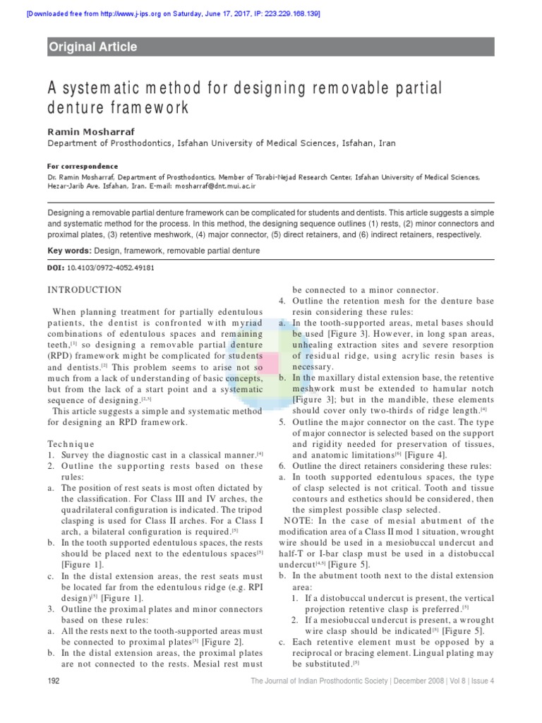 JIPS A Systematic Method For Designing Removable Partial | Download ...