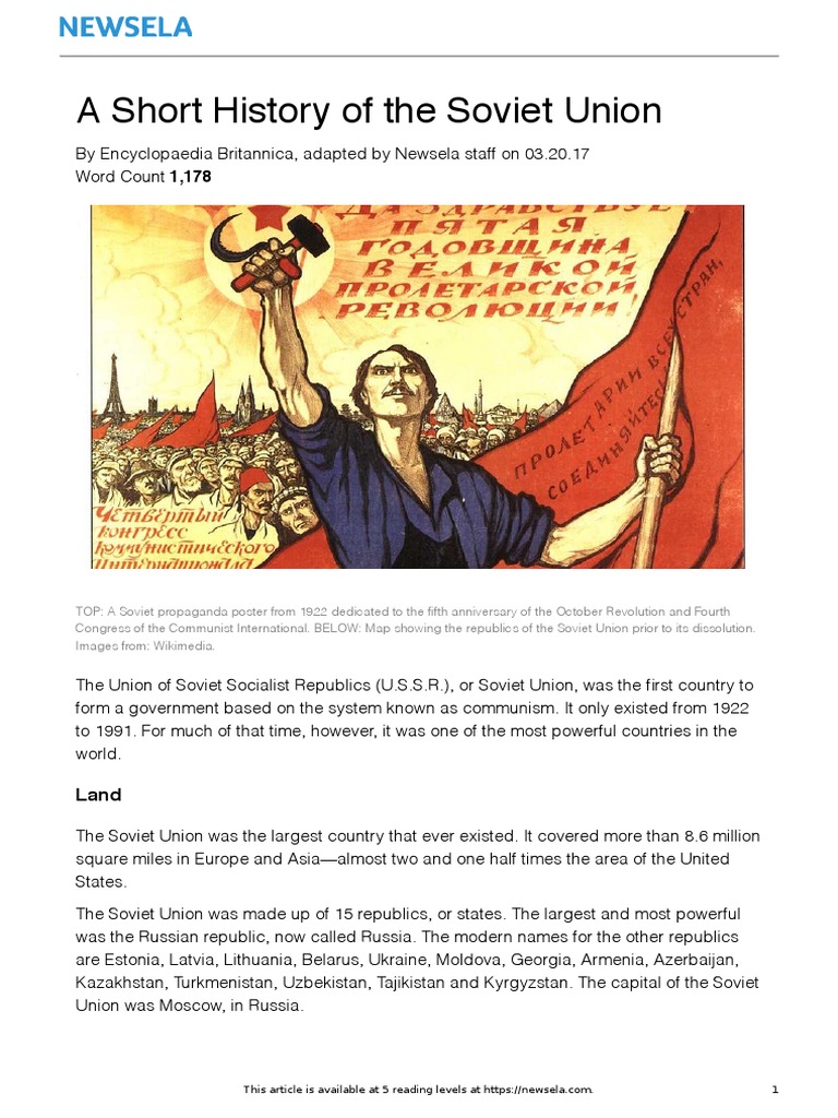 Short History of Soviet Union | PDF | Republics Of The Soviet Union ...