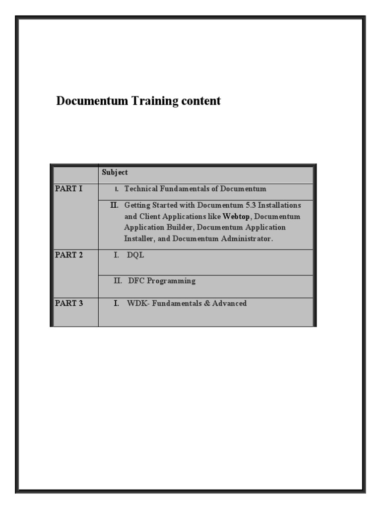 Documentum Training Course Overview | PDF | Dynamic Web Page | Application Software